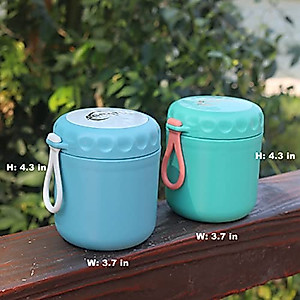 AGRATU 2 Pack Kids Thermos for Hot Food with Spoon Thermos Food Jar for Kids 13.5oz(Green/Blue)