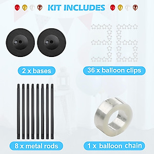 Balloon Column Stand Kit Set of 2, 1.3ft-5ft Adjustable Metal Pillar Balloon Stand with Base for Floor and Table Centerpieces for Birthday Party Wedding Christmas Halloween Decorations Black