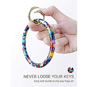 Heesch Bangle Key Ring Bracelet Keychain Key Ring Bracelet for Women, Acetate Circle Keyring for Wrist (Multi Color)