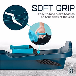 Snow Sleds for Kids - Toboggan Sled, Durable Plastic Sleds, Tow Strap, Pull Up Brakes, Lightweight, Snow Sleds, Winter Snow Sleds