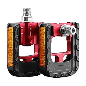 Himiway Folding Bike Pedals with Reflective Strips, Aluminum Alloy Bicycle Foldable Pedals, 9/16 inch Non-Slip Wide Platform Cycling Pedals for Folding Bike, BMX Bike, MTB Bike, Road Bike