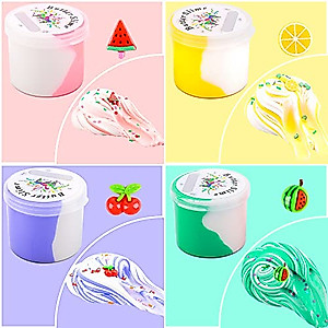 MKAKJWAW 4 Pack Butter Slime Kit, Dual Color Scented Non-Sticky Slime Pack for Kids, Ideal Gifts for Party Favors Goodie Bag Stuffers Fidget Toys…