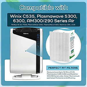Breathe Naturally Replacement Filters Compatible with Winix C535, Plasmawave 5300, 6300 and Aeramax 300/290 Air Purifiers - True HEPA Filters for Home Purifiers - 12.6" x 16.3" x 1.25" (1 HEPA Filter)
