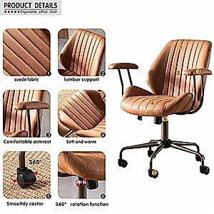 ovios Chair with Mid Back Support Armrest Executive Rolling Swivel Height Adjustable Task Chair for Home Office Desk Computer,Living Room,Studying (Brown)