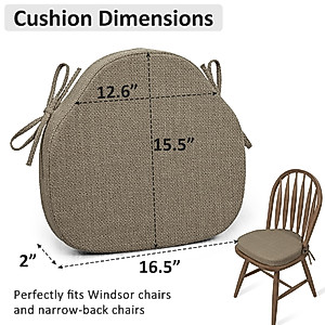 Shinnwa Dining Chair Cushions Set of 4, High-Resilience Foam Windsor Seat Pads, Kitchen Chair Cushions with Ties & Textured Cover, 4 Pack, 16.5 x 15.5 x 2, Light Brown
