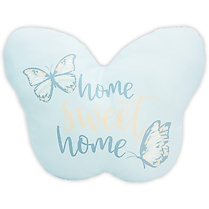 June Garden Decorative Plush Soft Cushion Butterfly Throw Pillow - 16 x 12 Inches - Blue