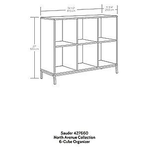 Sauder North Avenue White 6-Cube Cubby Organizer Bookcase, White Finish