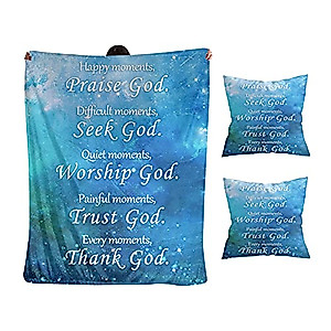 Religious Blanket Prayers Christian Gifts Soft Throw Blanket, Healing Throw Blanket with Inspirational Thoughts Bible Verse Blanket Perfect Caring Gift for Women & Men 60"x50"