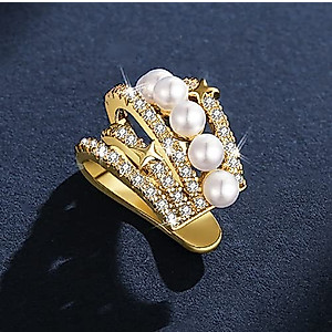 MOEPAPA Pearl Ear Cuff Earrings for Women 14K Gold Ear Cuffs for Non Pierced Ears Cartilage Earrings