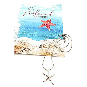 Smiling Wisdom - Starfish Story You Make A Profound Difference Greeting Card and Necklace Gift Set - Women (Simple Starfish)