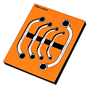 DURAMOVE SAE 5-Piece Half Moon Box Wrench Set,5/16 to 7/8 inch, C-Shaped Wrench Set with Double 12-Point Box Ends, CR-V,for auto repairing, machinery and household, EVA Tool Organizer