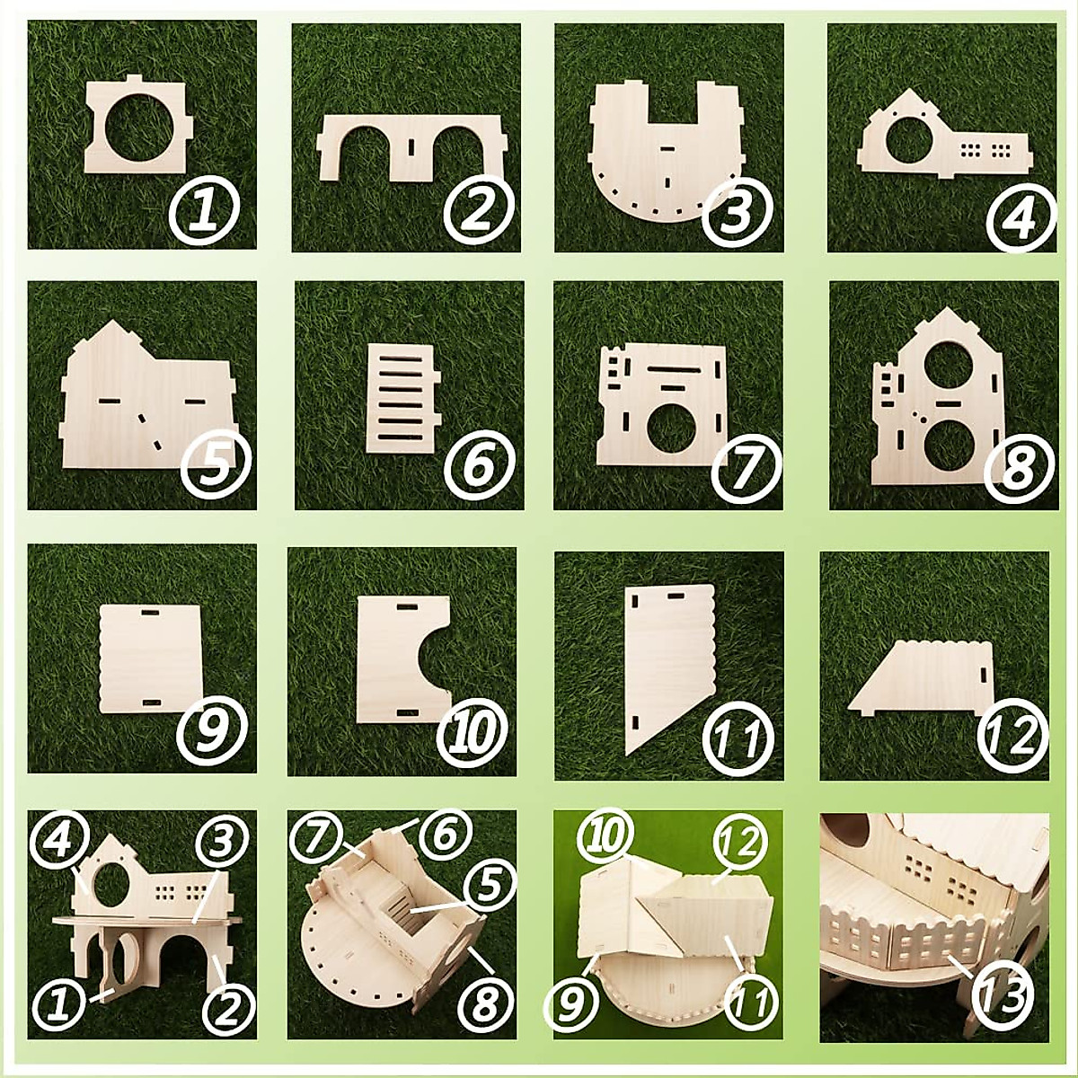 Hamster Forest Lookout Wood House Fun House Double-Decker Hut for Young Dwarf Gerbil Mouse Mice Rat Small Animals(Small Size Only for Small Hamster)