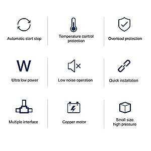 High Pressure Diaphragm Water Pump, Self Priming Pump Overheat Protection Copper Motor DC12V 9.8ft Head 5.8LPM for Misting