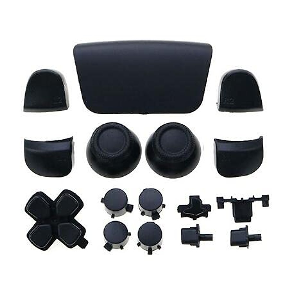 Full Buttons Set for PS5 Joysticks Dpad R1 L1 R2 L2 Direction Key ABXY Buttons Trigger Button Cap Cover for Sony Playstion 5 PS5 BDM-010 Game Console (Black)