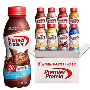 Premier Protein, Protein Shake, 8 Flavor Variety Pack, 30g Protein, 1g Sugar, 24 Vitamins & Minerals, Nutrients to Support Immune Health 11.5 Fl Oz (8 Pack)