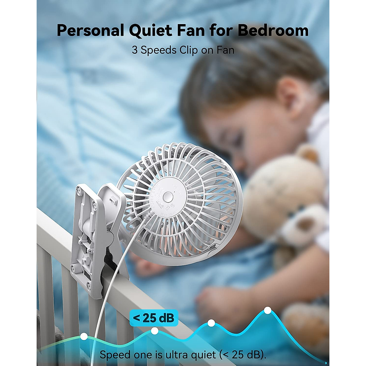 GEHEN 6 INCHES Personal Fan, Bedroom Clip on Fan Ultra Quiet Small Table Fan, Office Desk fan, 3 Speeds Cooling Clip on Fan with Strong Airflow, College Dorm Mini Fan