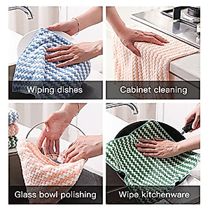 ZBORH 10PCS Super Absorbent Cleaning Cloths, Kitchen Towels Dish Towels, Multipurpose Reusable Dish Cloths, Double-Sided Microfiber Cleaning Rags for Dish Drying Washing, Furniture, Car, Bowl,