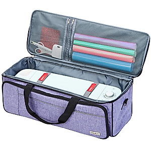 HOMEST Carrying Case with Mat Pocket for Cricut Maker 3, Cricut Explore Air 2, Cricut Maker, Cricut Explore 3, Large Front Pockets for Accessories and Supplies, Purple