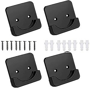 4pcs Adhesive Shower Curtain Rod Holder Adhesive Wall Mounted Shower Curtain Rail Holder Black Shower Curtain Rod Holder with Screws Shower Rod Retainer for Bathroom Bedroom (Curtain Rod Not Included)