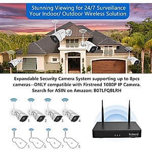 Security Camera System Wireless,Firstrend 1080P 8CH Wireless Home Security Systems with 4pcs 2MP Full HD Cameras 1TB HDD Night Vision Motion Detection Free App for Indoor Outdoor Video Surveillance