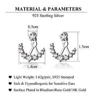 SLUYNZ 925 Sterling Silver CZ Jacket Earrings for Women Teens Star Jacket Earrings Huggie Studs (A-Silver)