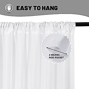 White Backdrop Curtain for Wedding Decor Holiday Party - White Wedding Backdrop Polyester Photography Backdrop Drapes Baby Shower Birthday Privacy Sliding Curtains Home Decor, 5ft x 10ft, 2 Panels