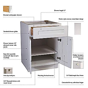 Design House 561704 Brookings Unassembled Shaker Tall Wall Kitchen Cabinet, 18x30x12, White