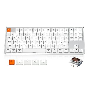 Low Profile Mechanical Keyboard for Mac, 87 Keys Brown Switch White Backlit Apple Keyboard Type-C Wired, Ultra-Slim Quiet Gaming Computer Keyboard for MacBook Pro/Air, iMac, Mac Mini