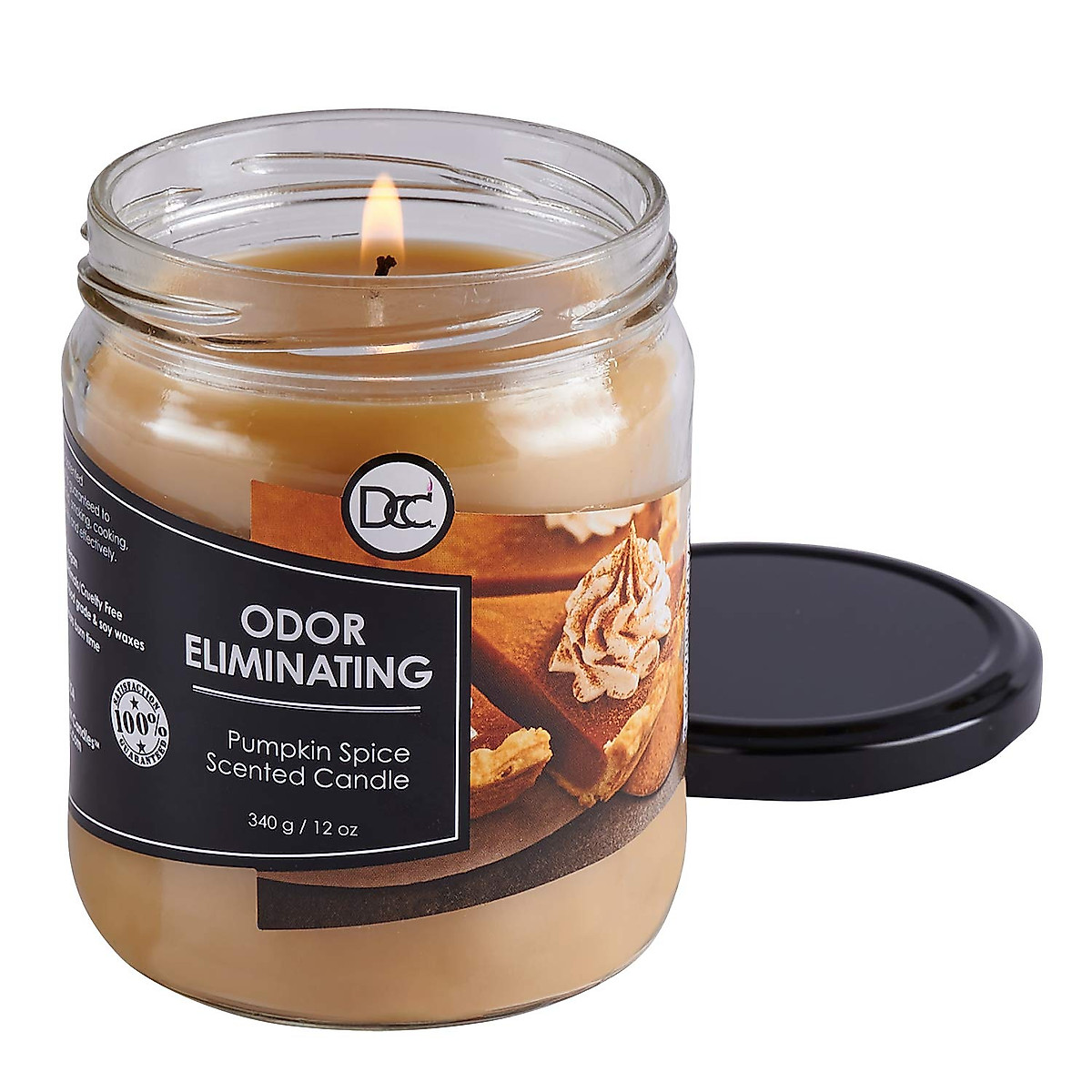 Pumpkin Spice Odor Eliminating Highly Fragranced Candle - Eliminates 95% of Pet, Smoke, Food, and Other Smells Quickly - Up to 80 Hour Burn time - 12 Ounce Premium Soy Blend