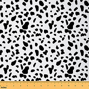 Cow Print Upholstery Fabric, Cartoon Cattle Fabric by The Yard, Ox Animal Farmhouse Decorative Fabric, Cow Spots Skin Indoor Outdoor Fabric, Milk DIY Art Waterproof Fabric, Black White, 1 Yard