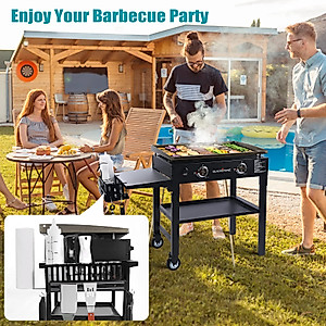 HEATCHEER Griddle Caddy for 28"/36" Blackstone Griddles with Magnetic Tool Holder, No Drilling Space Saving Grill Accessories with Paper Towel Holder, Blackstone Griddle Accessories Caddy for Outdoor