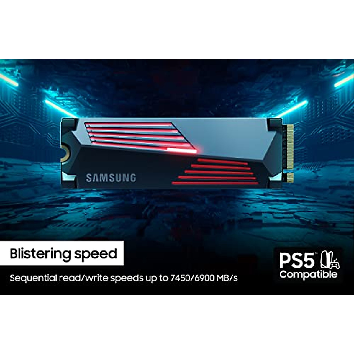 SAMSUNG 990 PRO w/ Heatsink SSD 2TB PCIe 4.0 M.2 Internal Solid State Hard Drive, Fastest Speed for Gaming, Heat Control, Direct Storage and Memory Expansion, Compatible w/ Playstation5, MZ-V9P2T0CW
