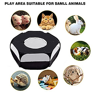 LISINAN Small Animals Playpen, Breathable & Waterproof Pet Playpen Cage Tent with Zippered Cover Outdoor/Indoor Portable Fence Tent for Puppy/Kitten/Rabbits/Hamster/Chinchillas/Guinea Pig (Black)