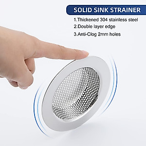 WINDALY 3 Pack of Kitchen Sink Strainer and Stopper, Sink Disposal Stopper and Basker Drain Filter Sieve, Stainless Steel and Anti-Clog, Fits Most Standard 3-1/2 Inch Kitchen Drains (L)