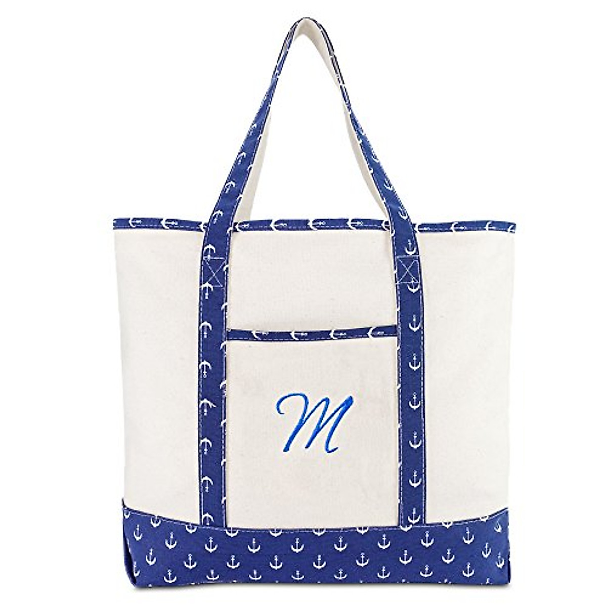 DALIX Large Tote Bag Shoulder Bags Personalized Gifts Ballent Blue Anchor M