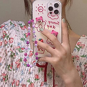 Vatogon Beaded Phone Strap Y2K Beaded Phone Charms Smiley Face Fruit Star Letter Pearl Handmade Rainbow Acrylic Polymer Clay Beads Keychain for Women Girls (6Pcs-D)