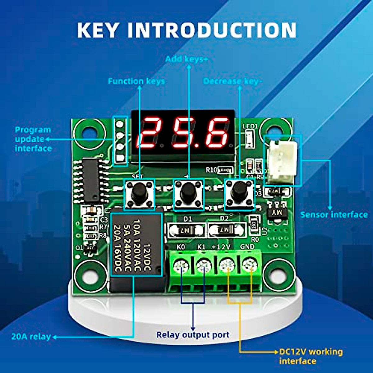 DaFuRui 3Pack W1209 Digital Temperature Controller Module，W1209 Temperature Controller Board Case with Waterproof NTC Probe -50~110℃ DC 12V Electronic Temp Control Module Switch