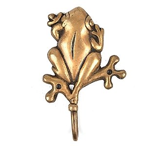 IndianShelf 1 Piece Frog Kids Animals Vintage Wall Hooks for Hanging Coats Gold Decorative Hooks for Bathroom Brass Key Holder for Wall Coat Rack Wall Mount Backpack Home Essentials