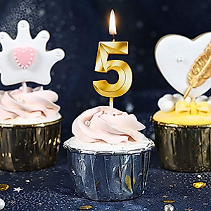 LUTER Gold 3D Diamond Shape Happy Birthday Cake Candles with Fold Design Number Candles Number 7 Birthday Candle Cake Topper Decoration for Party Kids Adults