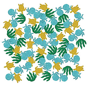 Ocean World Sea Animals Confetti Glitter, Birthday, Wedding Scatter Confetti, Under the Sea Octopus Turtle Seaweed Table Decorations Confetti, 120pcs