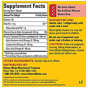 Nature Made Extra Strength Flaxseed Oil 1400 mg, Dietary Supplement for Heart Health Support, 100 Softgels, 100 Day Supply