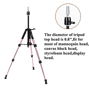 GEX 55" Mannequin Tripod Stand Canvas Block Training Doll Manikin Head Wig Stand for Cosmetology Hairdressing (Rose Gold)