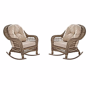W Unlimited Saturn Collection Outdoor Garden Patio 2-PC Cappuccino Furniture Conversation Set Chair, Light Brown