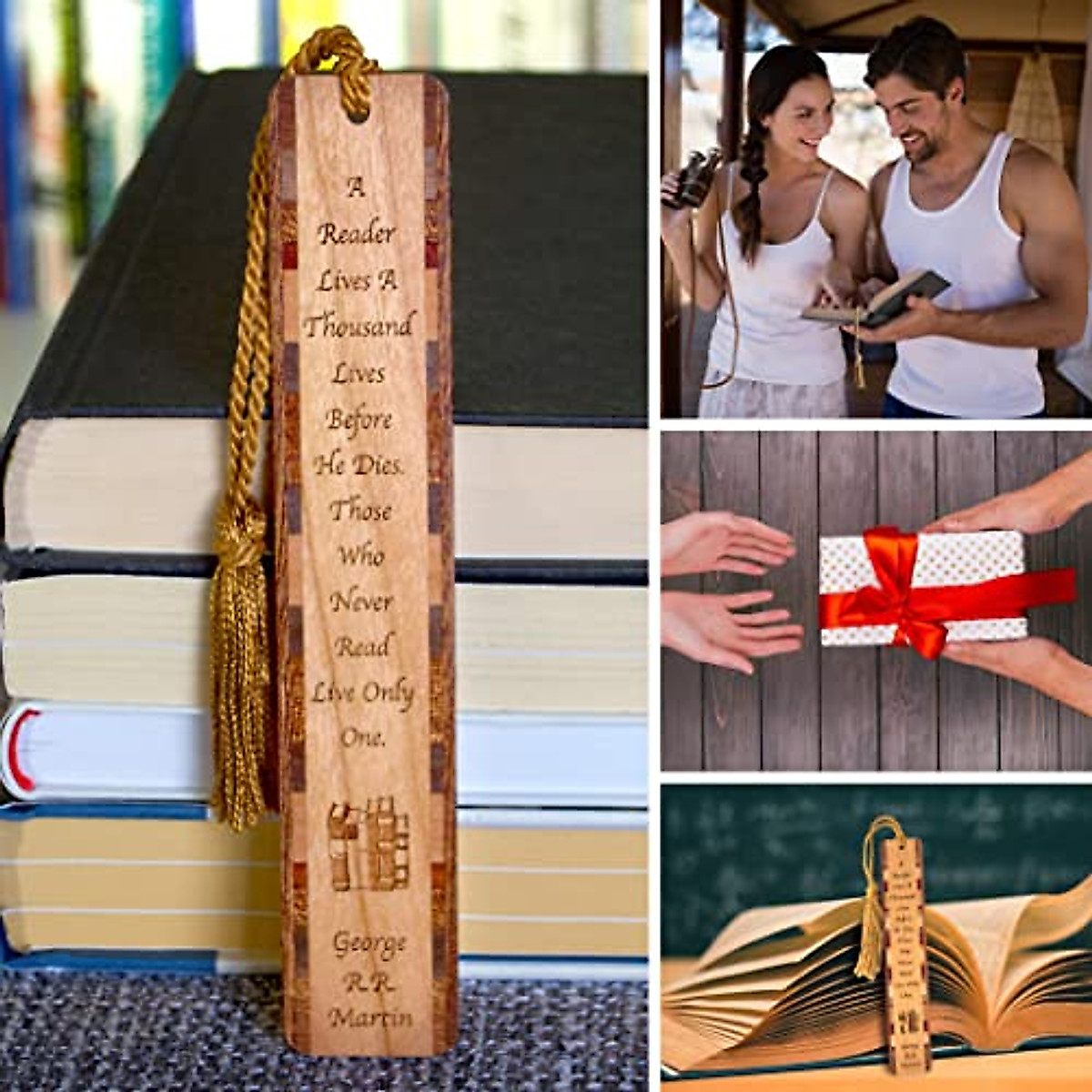 George R.R. Martin Reading Quote Engraved Wooden Bookmark - Also Available with Personalization - Made in USA