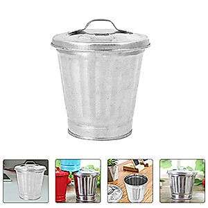 Toddmomy Mini Desktop Trash Can with Lid Tiny Garbage Can Metal Rubbish Bin for Home Office Countertop