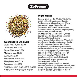 ZuPreem Sensible Seed Bird Food for Small Birds, 2 lb - Premium Blend of Seeds and FruitBlend Pellets for Parakeets, Budgies, Parrotlets, Canaries, Finches