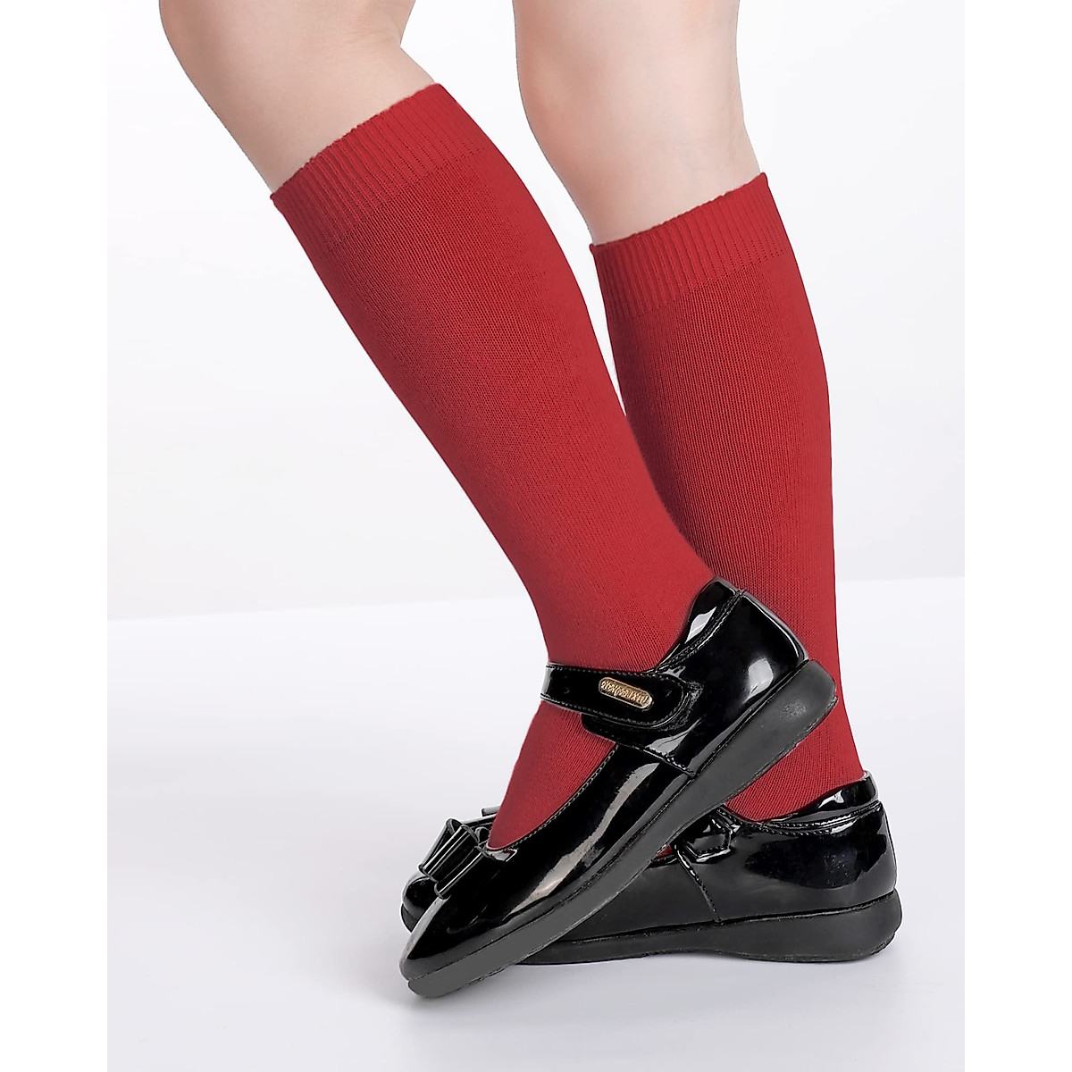 BOOPH Kids Socks Knee High Socks Boys Girls School Uniform Socks 3-5T Red