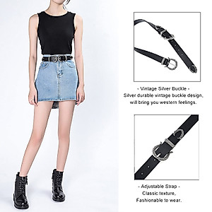 Tanpie Women Western Belts Ladies Vintage Design Buckle Black Belt for Jeans Pants Dress Black Large