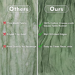 10 Packs 10Ft Cheesecloth Table Runner Rustic Boho Gauze Wedding Table Runner for Wedding Bridal Shower Birthday Party Table Decor (Sage Green)