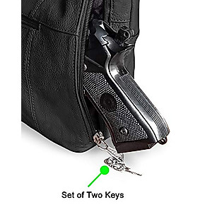 Roma Leathers Concealment Purse - Premium Cowhide Leather - Black - Studded - Dual Gun Entry - Adjustable Shoulder Strap - Designed in USA - 30 Day Manufacture Guarantee